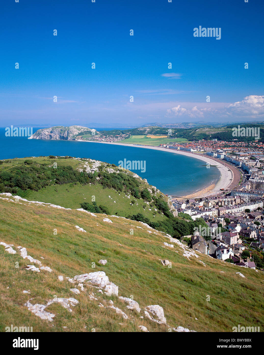 England Great Britain Europe Wales Llandudno bay place coast overview ...