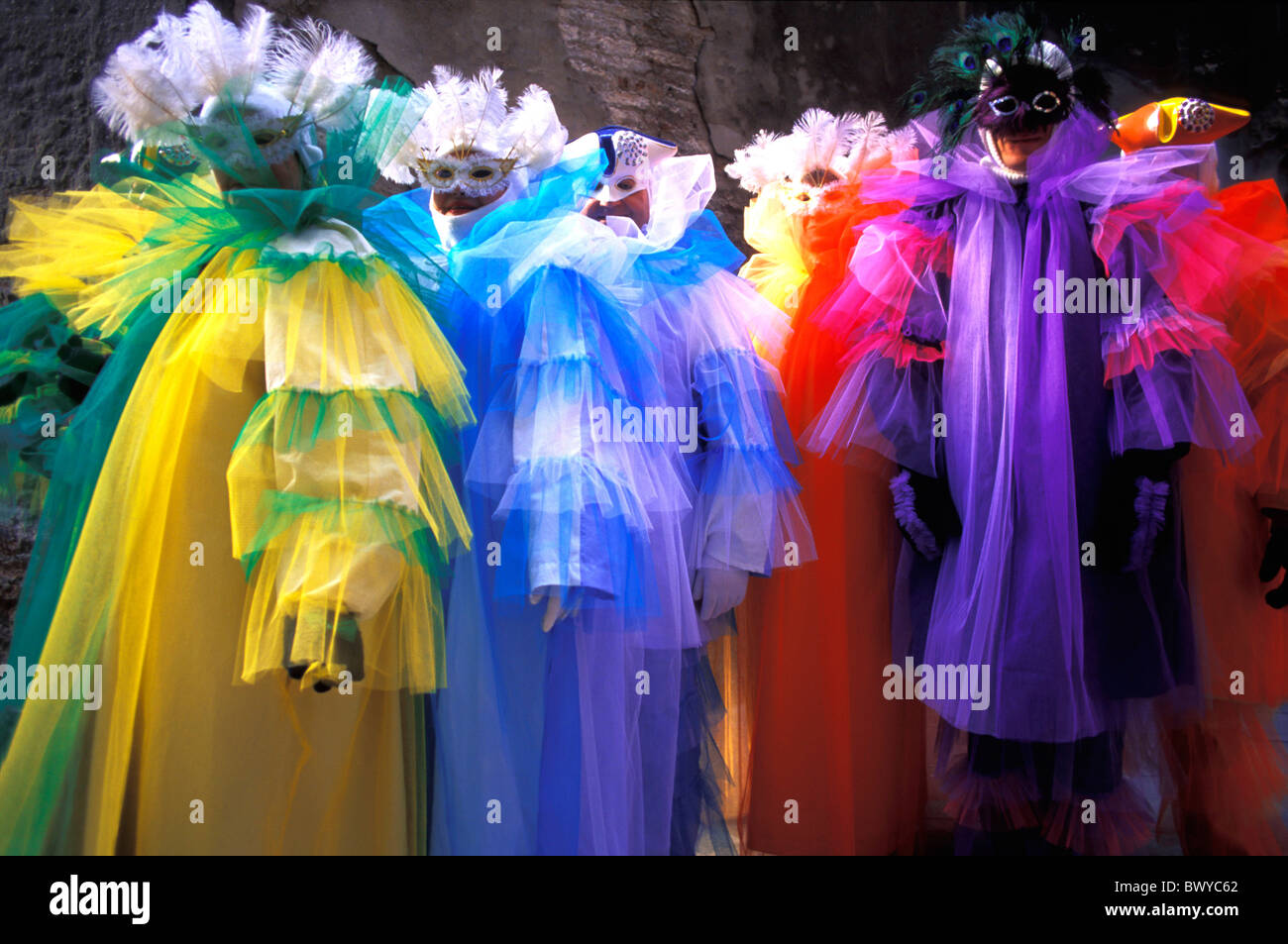 tradition bright colours group Italy Europe carnival costumes masks ...
