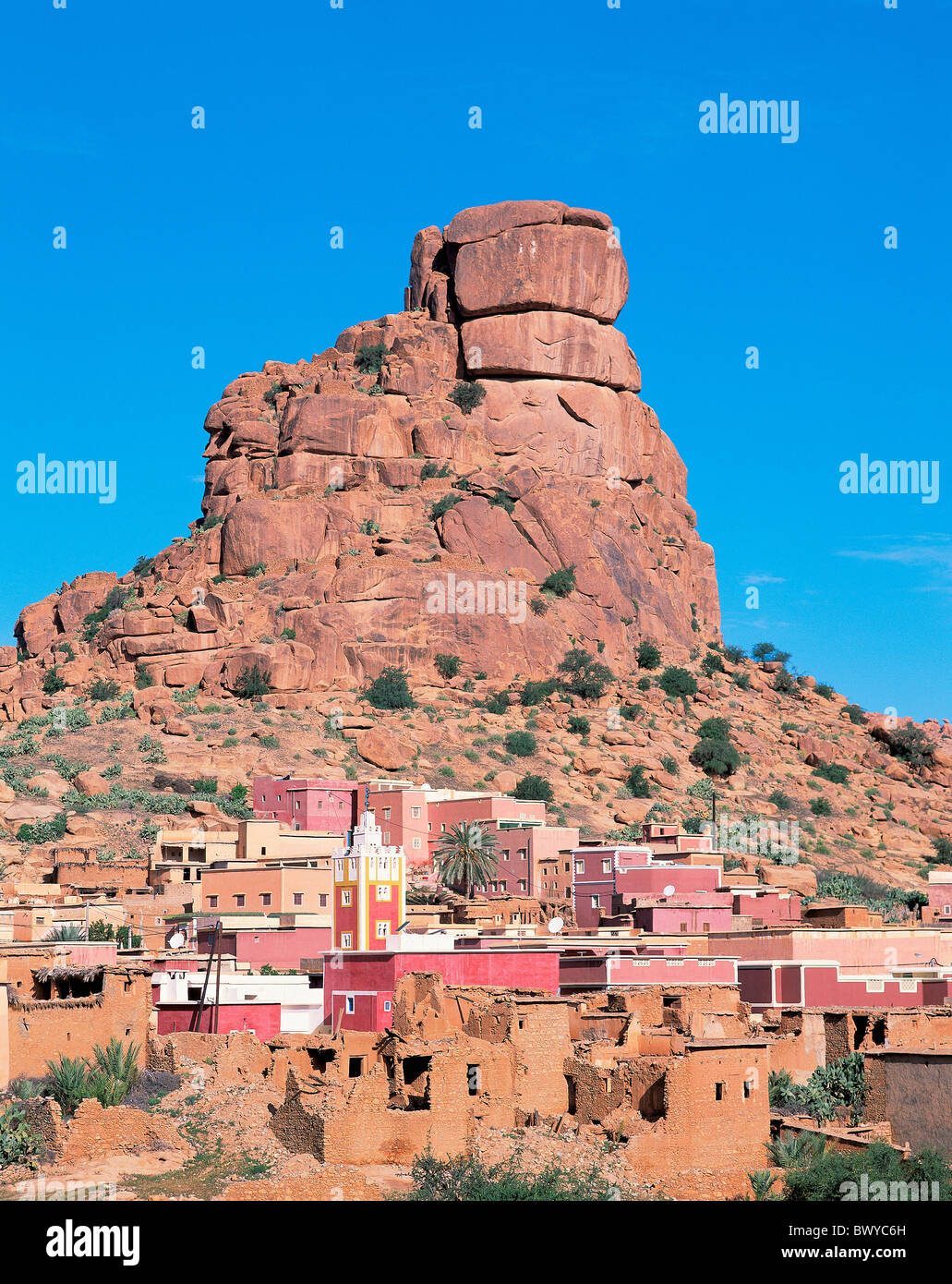 Morocco North Africa atlas Anti atlas Tafraoute village cliff Stock ...