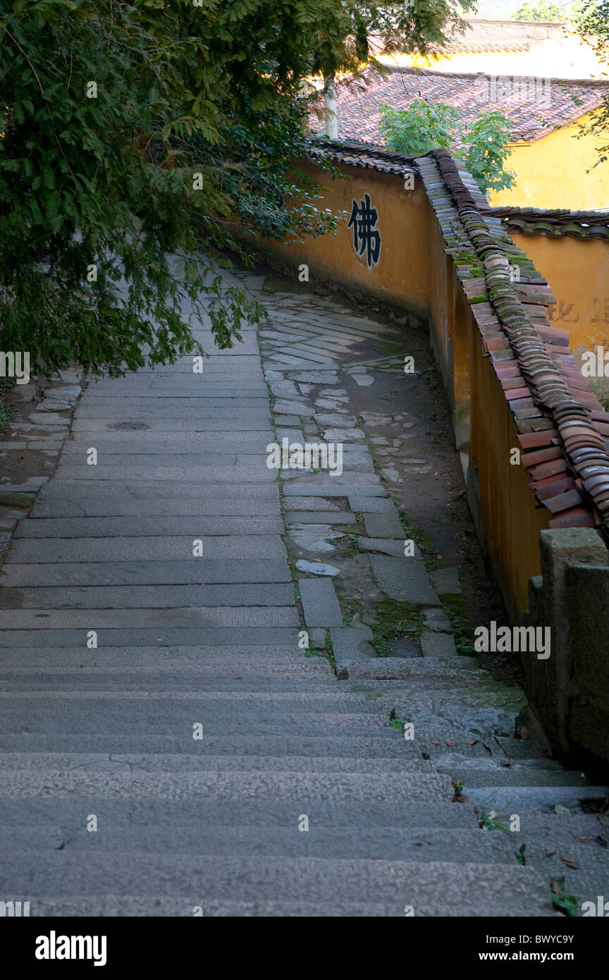 Long stone stairs, Tiantai Platform, Mount Jiuhua, Qingyang, Anhui ...
