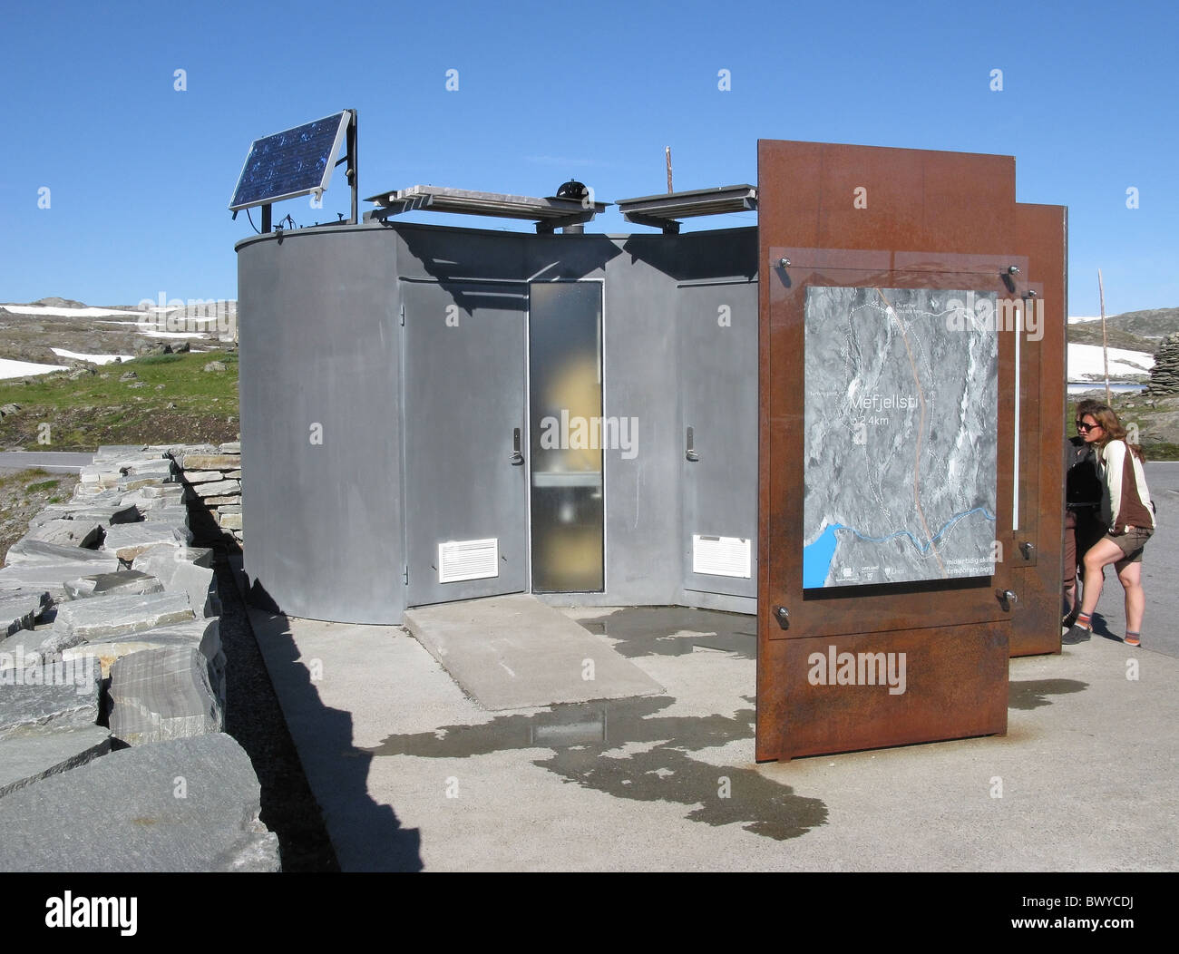 Solar powered toilet and information display, Sognefjell plateau, Sogn ...