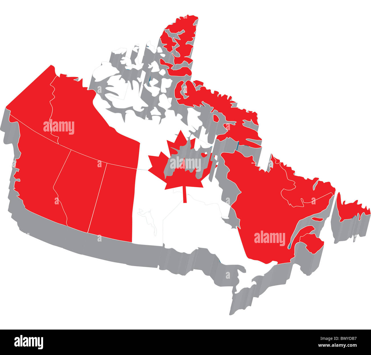 There is a 3d map of Canada with flag on Stock Photo - Alamy