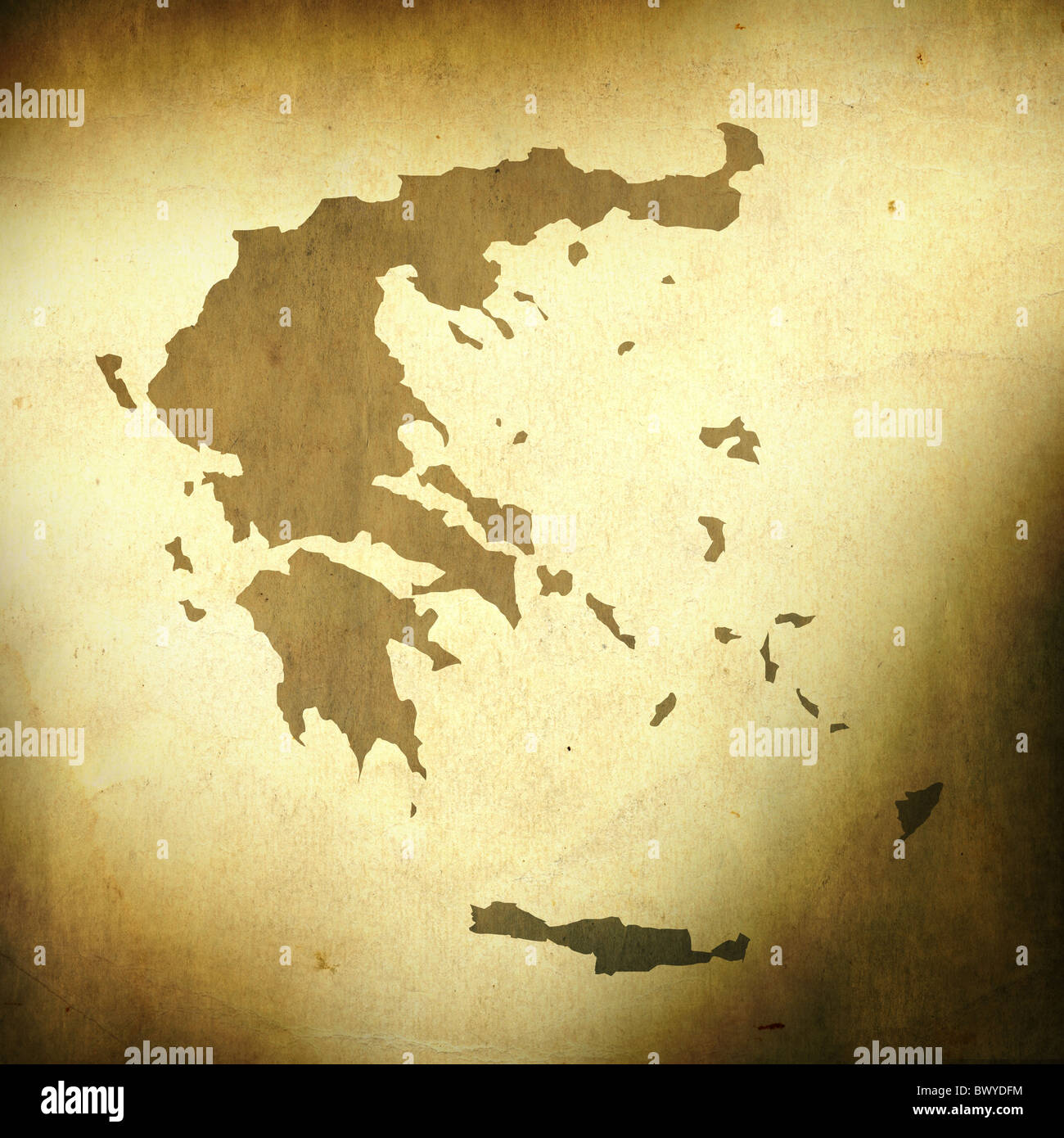 There is a map of Greece on grunge paper background Stock Photo - Alamy