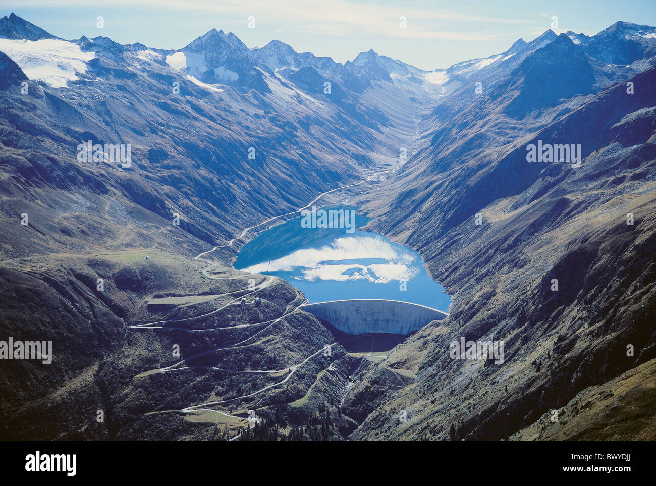 energy dam reservoir lake sea Switzerland Europe Valais Mauvoisin Alps ...