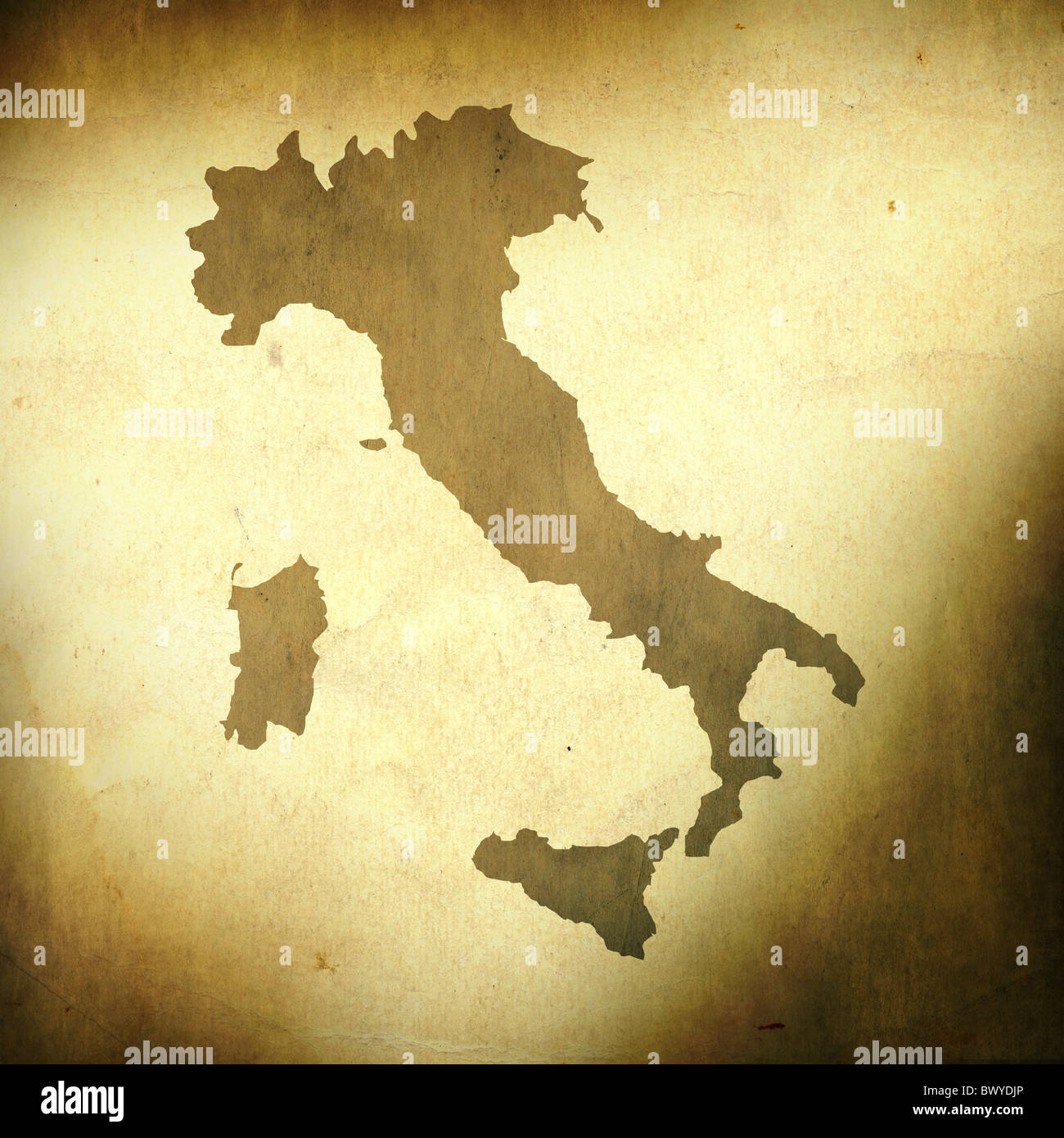 There is a map of Italy on grunge paper background Stock Photo - Alamy