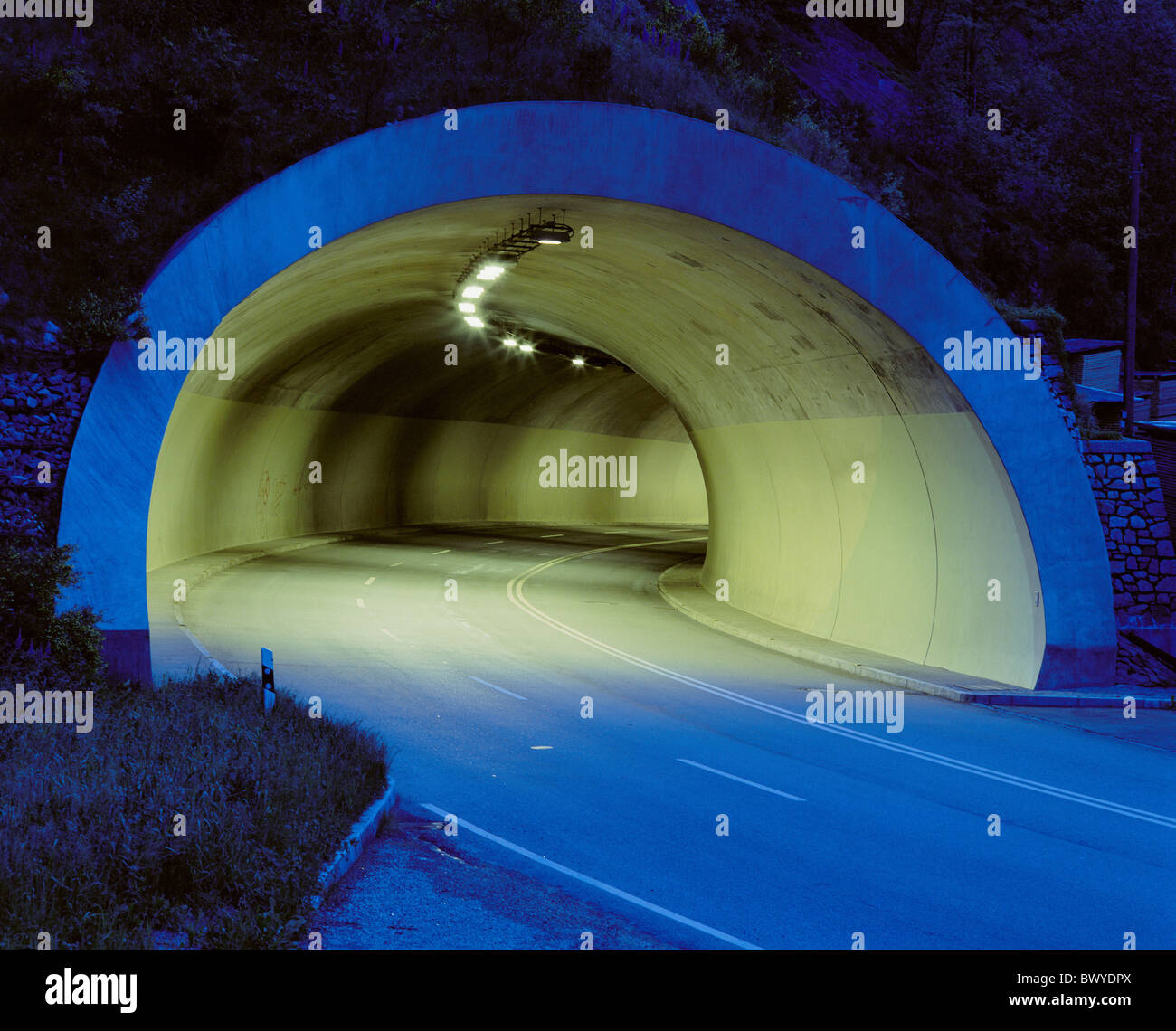 street tunnel empty curve entrance Germany Europe Black Forest Stock ...