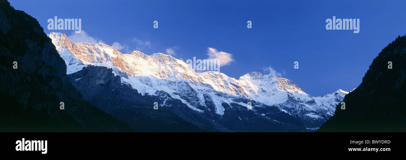 afterglow alpenglow mountains Bernese Alps Switzerland canton Bern ...