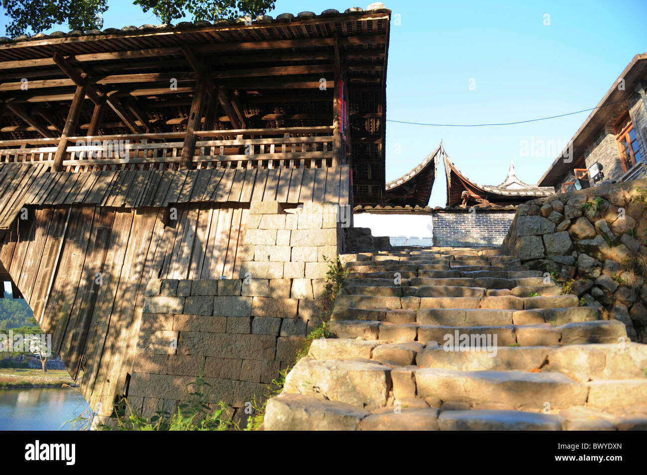 Stone stairs leading to Wan'an Bridge, Changqiao, Pingnan, Ningde ...