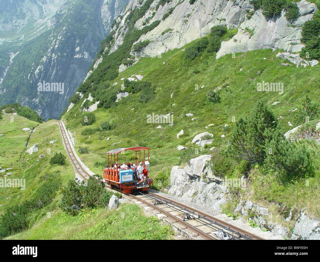 alpine Alps railway mountains Bernese Oberland line Gelmerbahn rails ...