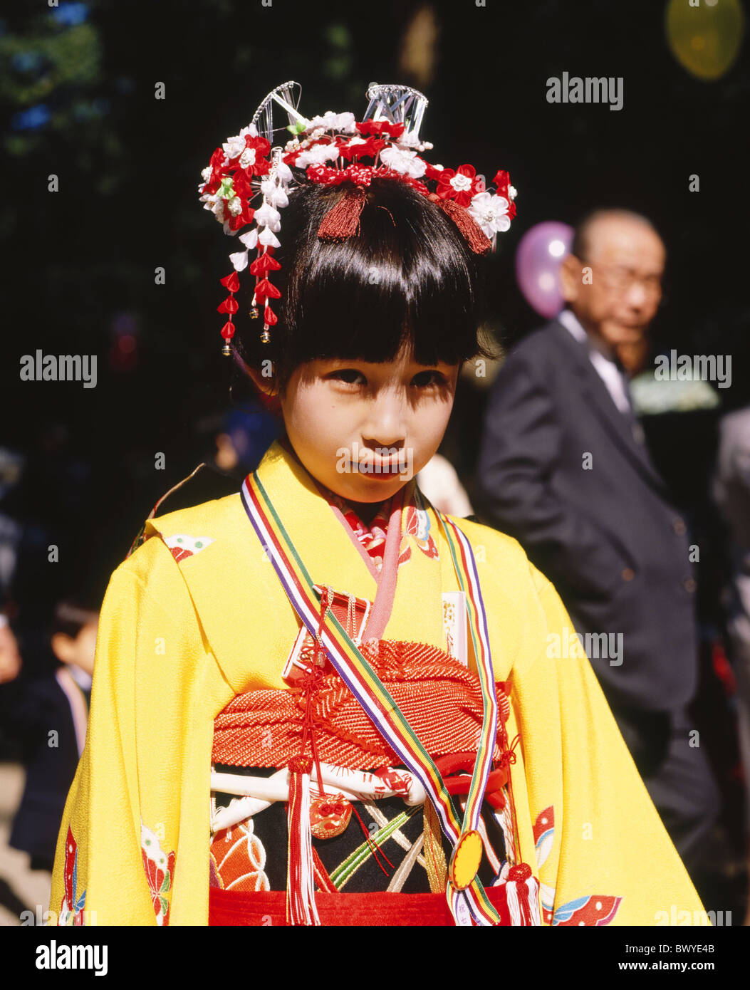 festival Japan Asia kimono headdress life girl portrait Tokyo Stock ...