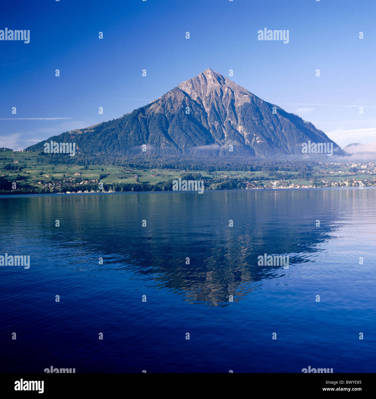 mountain Niesen Bern scenery Switzerland Europe lake Thun lake sea ...