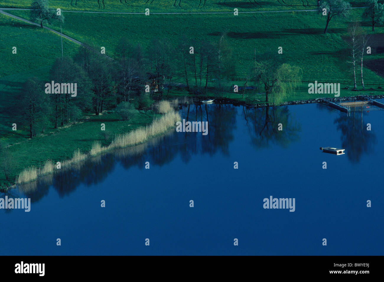 bathing bathing lake bathing Boat lake raft shore Switzerland Europe ...