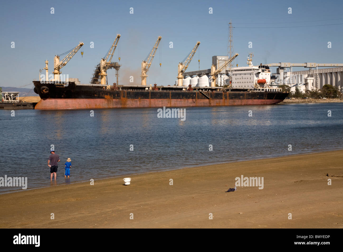 Cargo ship Being Loaded Port Adelaide Australia Stock Photo - Alamy