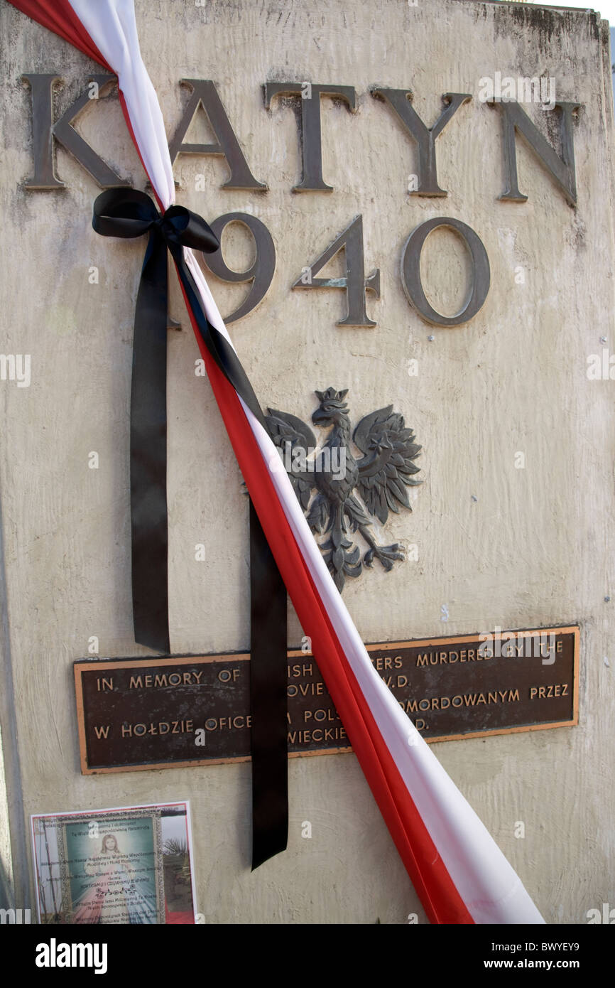 Memorial Monument Commemorating The Katyn Massacre In 1940 Draped In ...