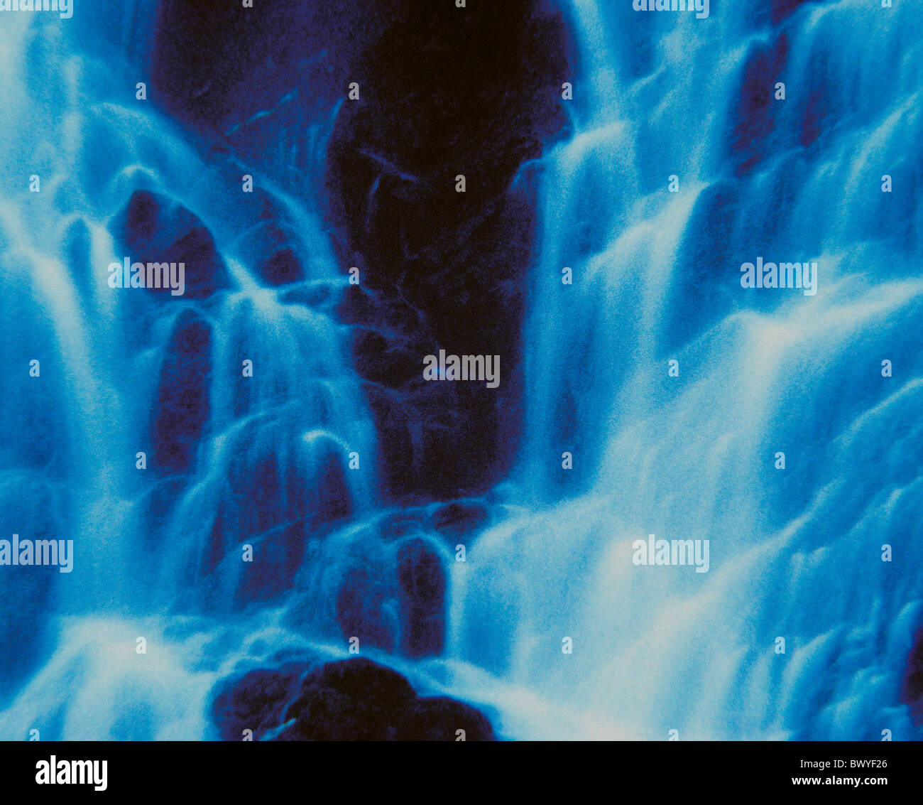 waterfall detail cascades cliff wall blurs blue Stock Photo - Alamy