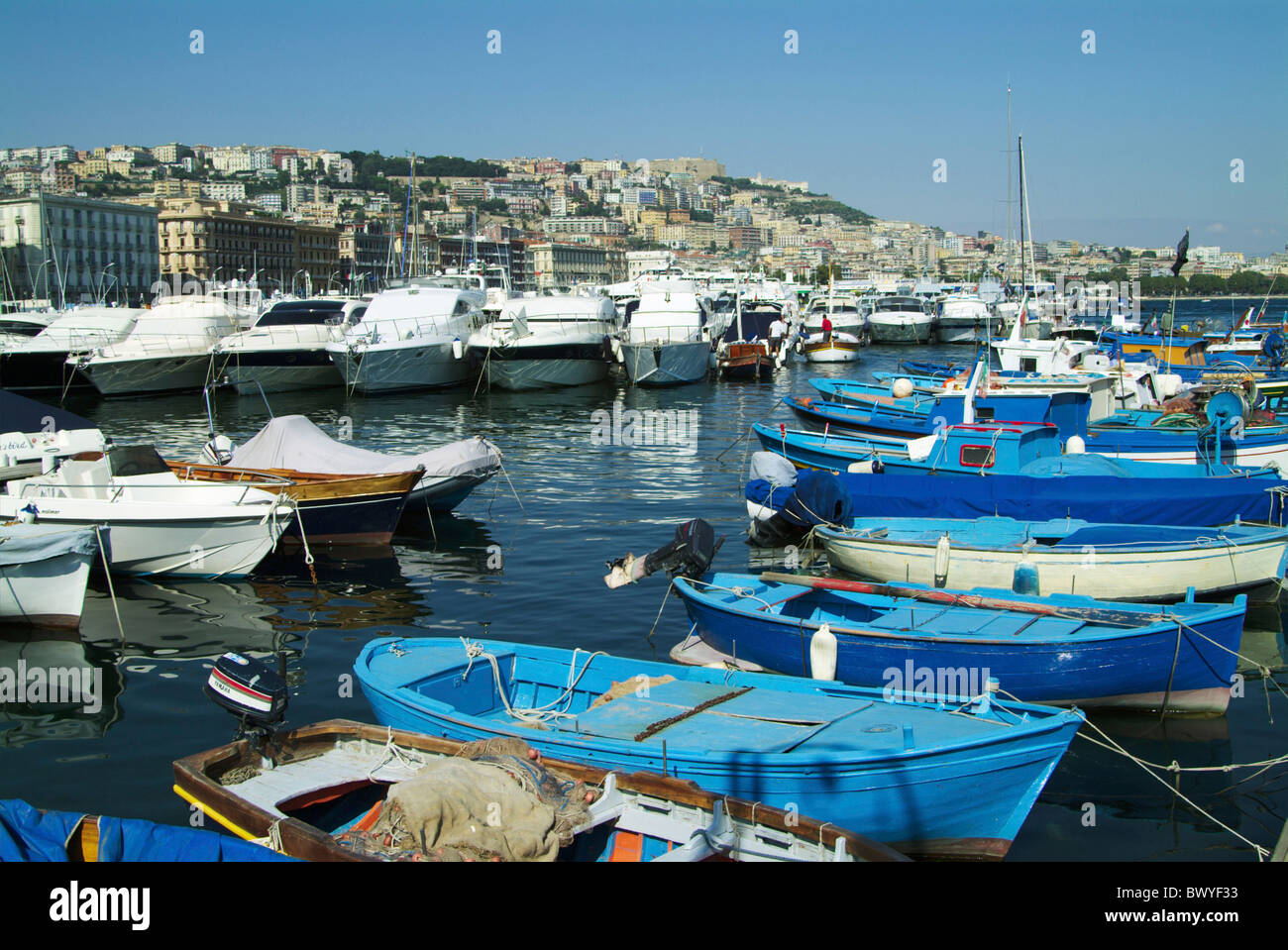 boats Campagna city coast fishing boats harbor Italy Europe Mergellina ...