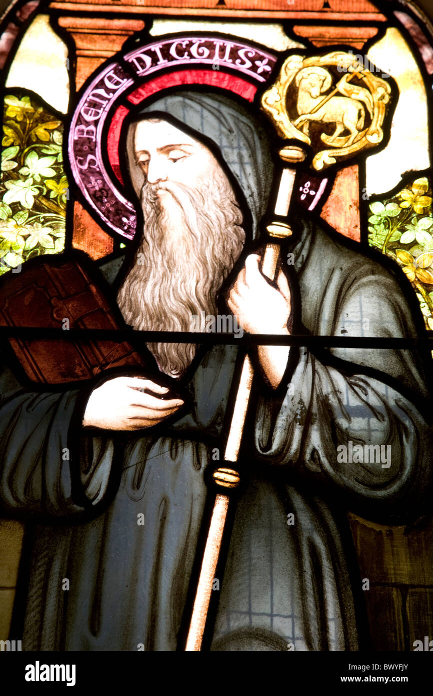 Stained glass window saint benedict hi-res stock photography and images ...
