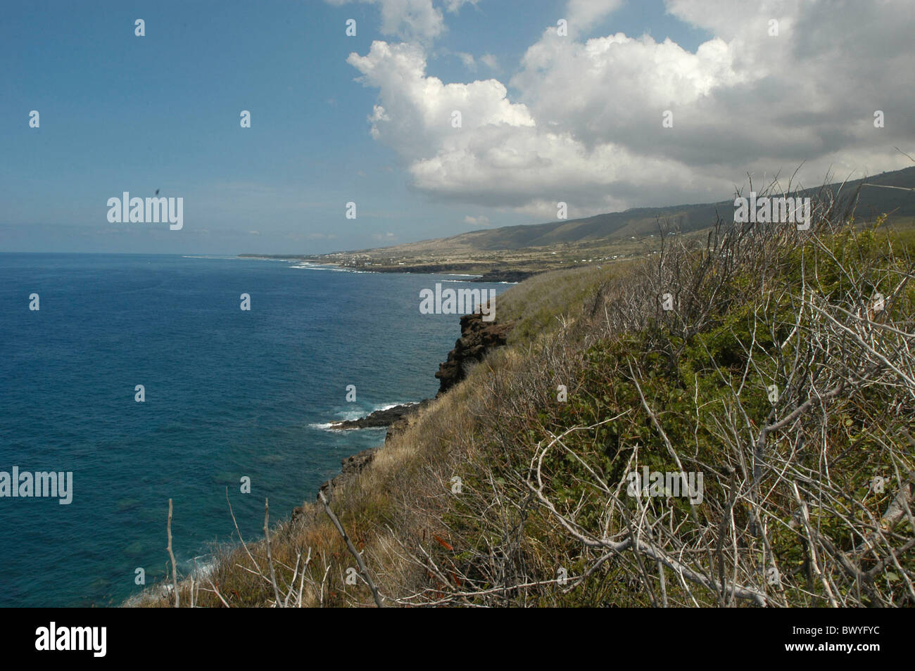 Ile de la Reunion Indian ocean cliffs coast scenery sea Saint Leu steep ...