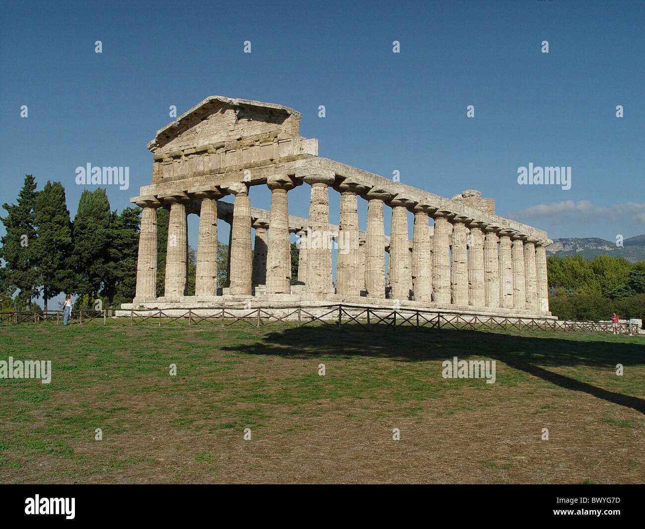 antique antiquity Campagna columns Dorian Doric Italy Europe Paestum ...