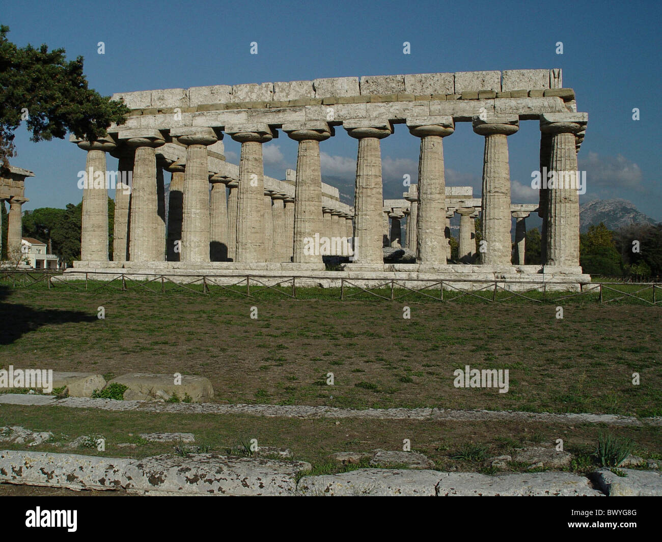antique antiquity Campagna columns Dorian Doric Italy Europe Paestum ...