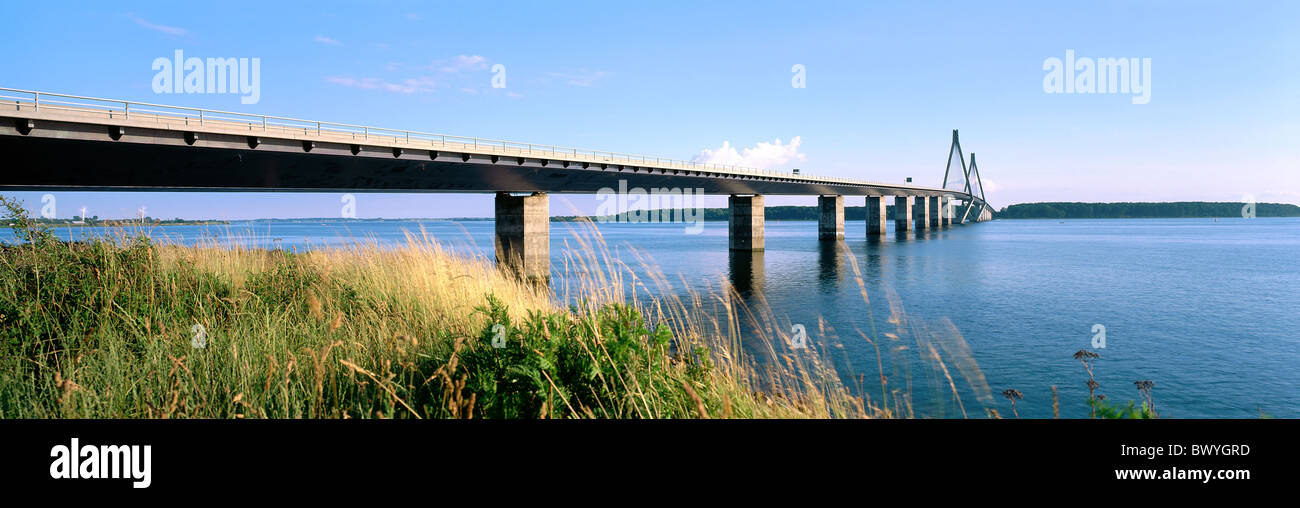 bridges Denmark Europe Faro bridge modern panorama meadow between ...