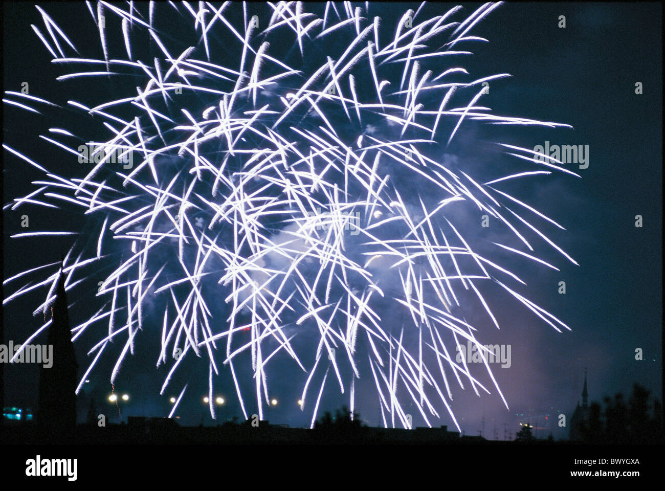 at night Fireworks night explosion party light Stock Photo - Alamy