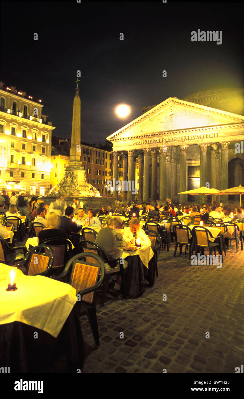 cafe guests company Italy Europe night at night obelisk Ramses II ...