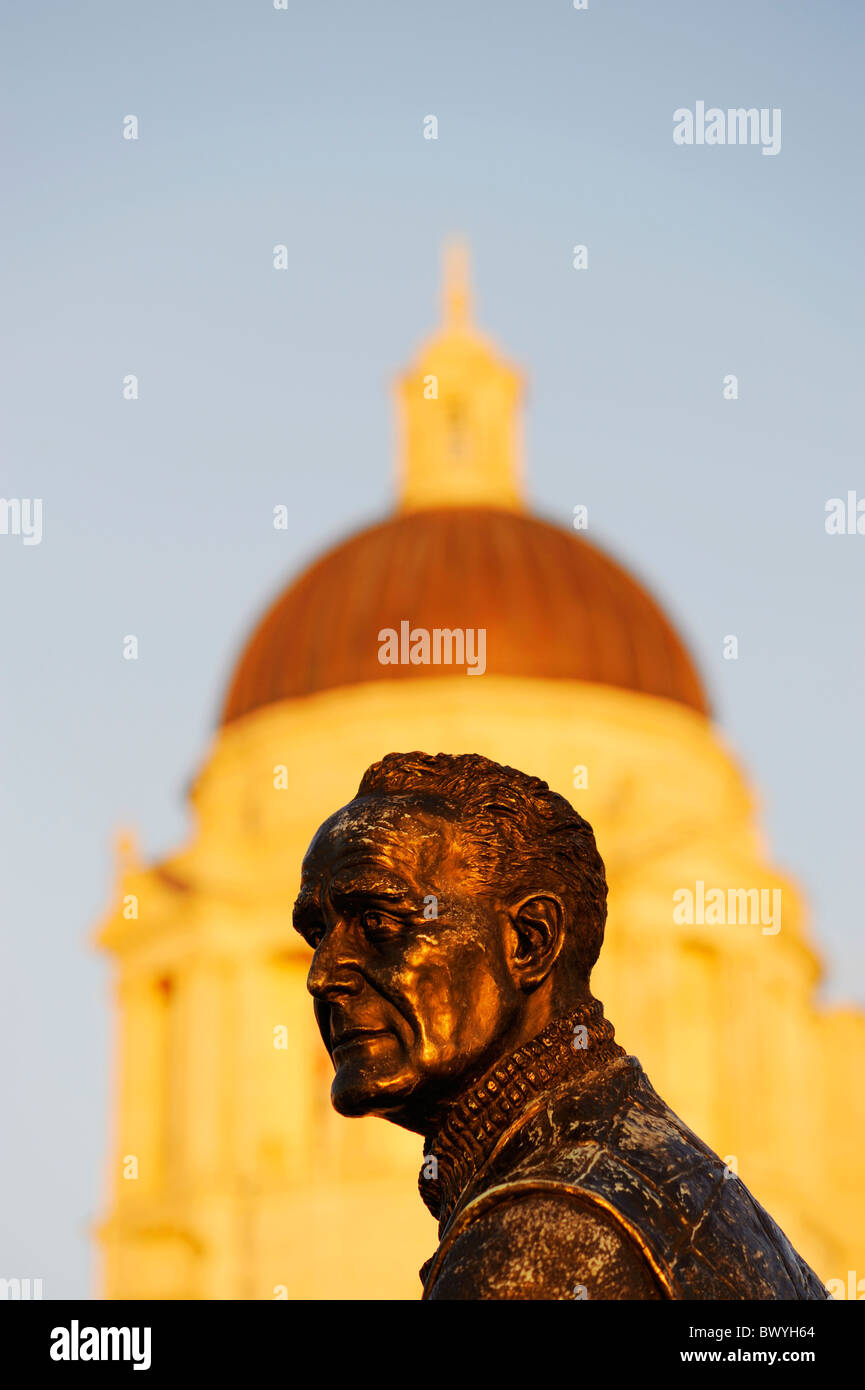 Bronze statue of Captain F.J.Walker situated at Pier Head, Liverpool in ...