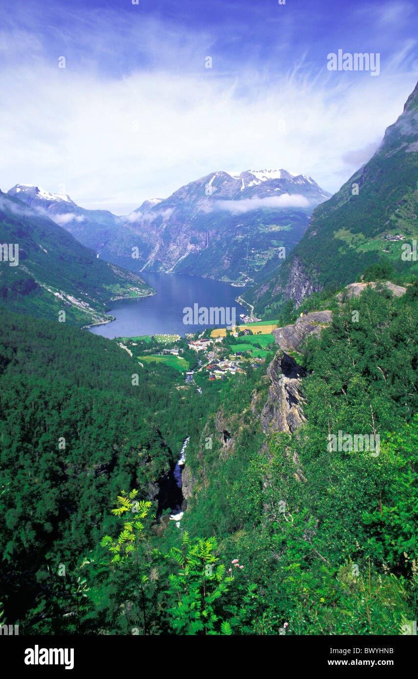 coast fjord Geiranger mountains Norway Europe rock scenery landscape ...