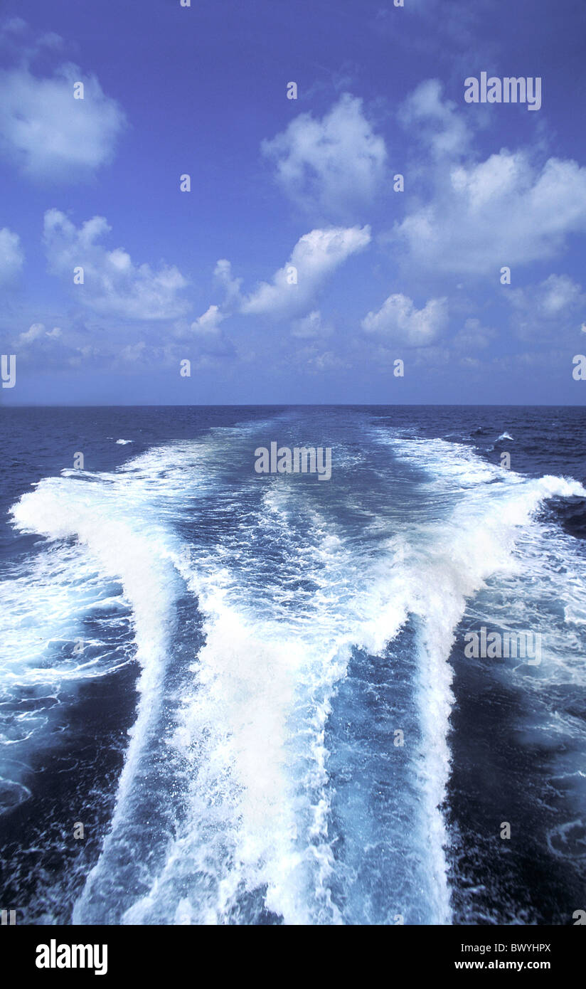 Boat foam Sea ship shipping water Waterway fairway Stock Photo - Alamy