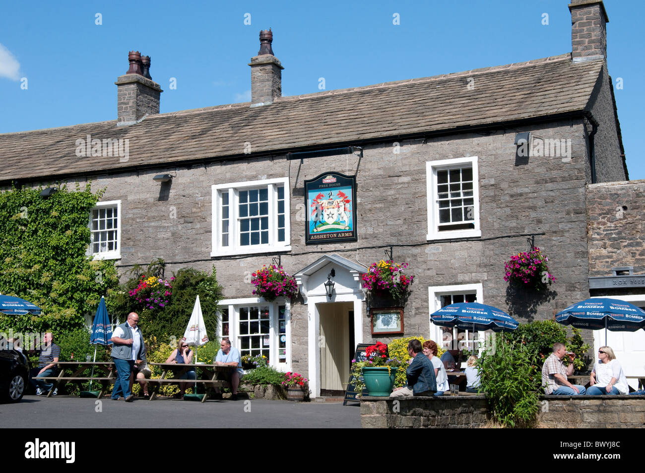 The Assheton Arms the village of Downham Pendle Hill area in Lancashire ...