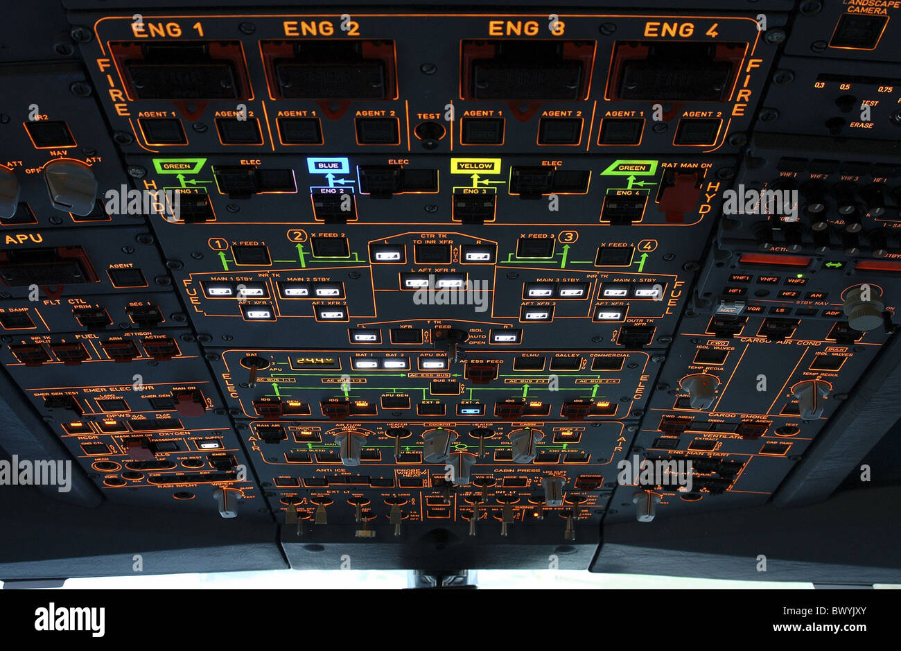 A 340 600 Airbus airplane aviation buttons cockpit counter detail ...