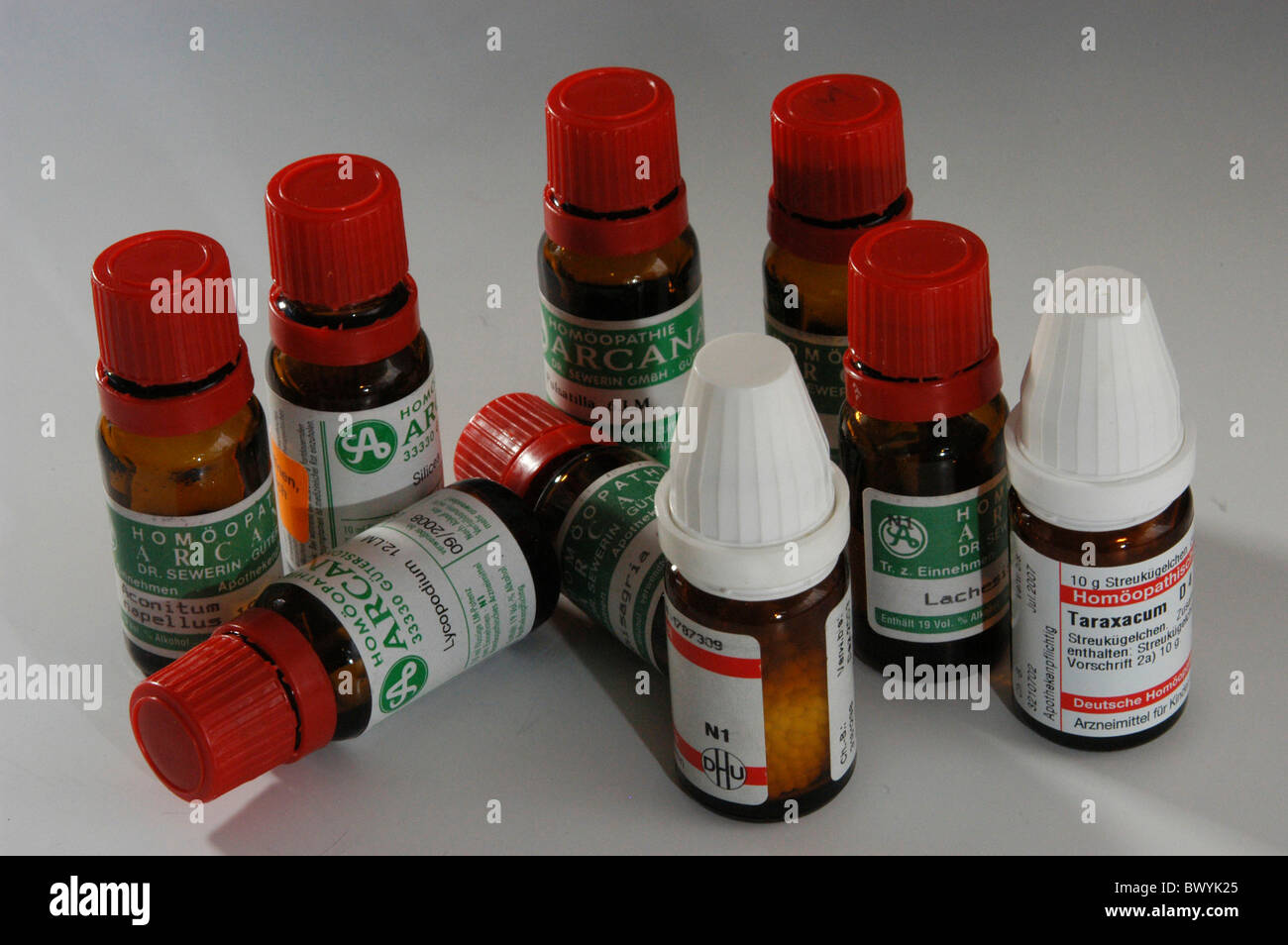 Alternative medicine containers homeopathy medicines studio vials Stock ...