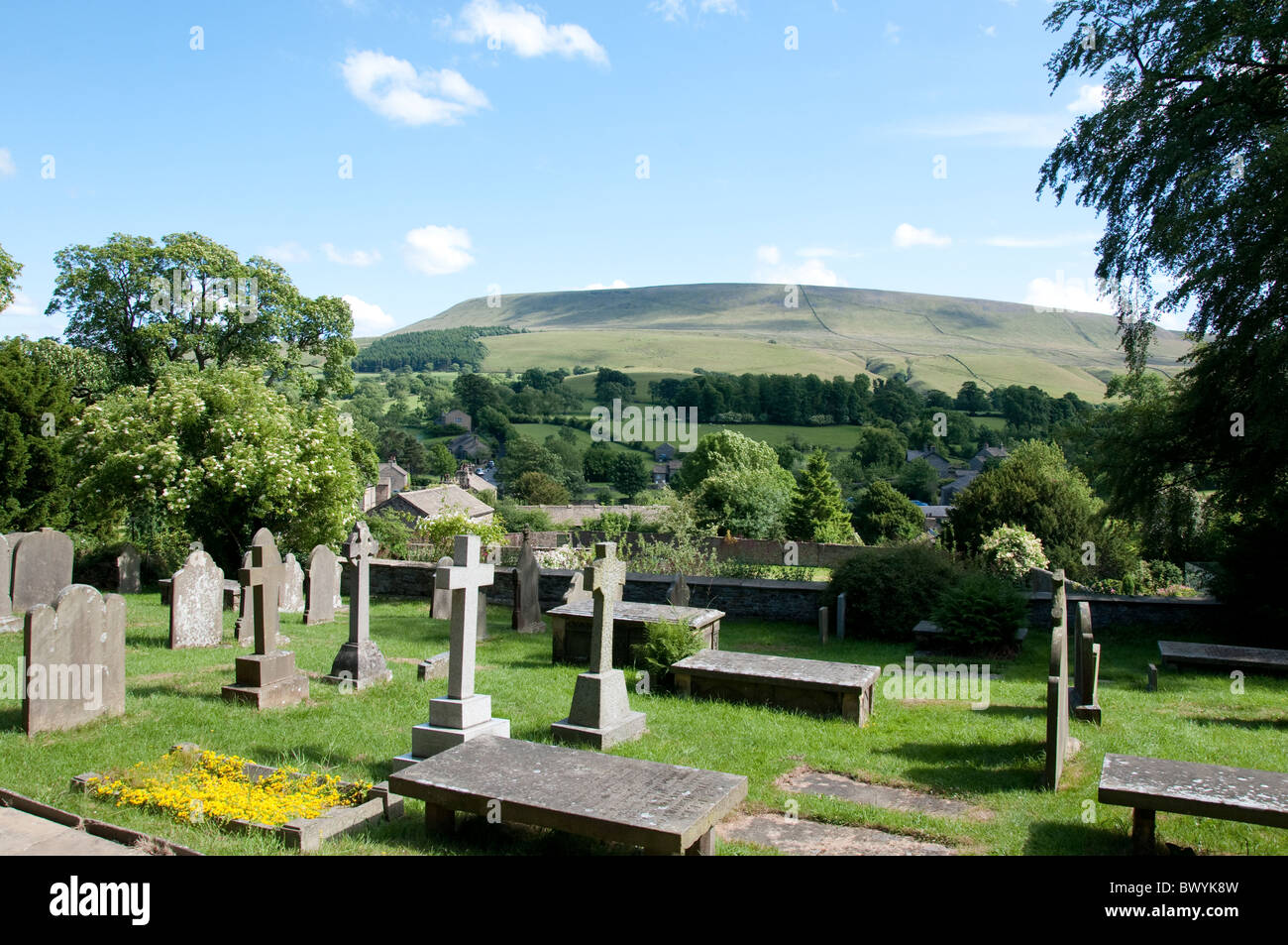 The Church of St Leonard in Downham Pendle Hill area in Lancashire in ...