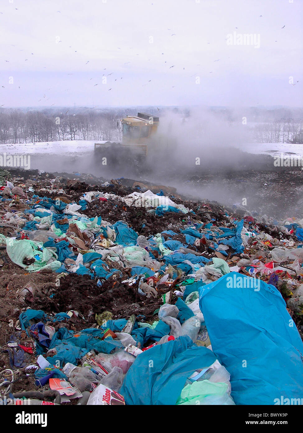 rubbish waste outside dump Germany Europe disposal rubbish machine ...