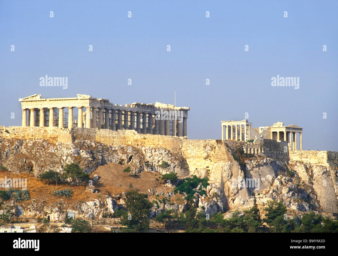 Acropolis antique Ancient world antiquity Athens rock cliff Greece in ...
