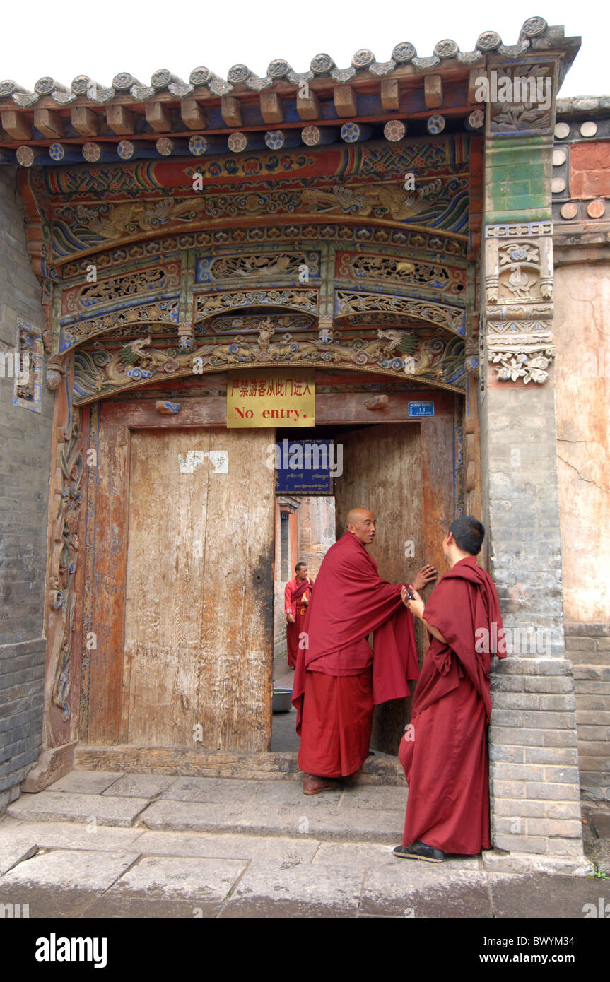 Monks in a local monastery, Tibet, China Stock Photo - Alamy