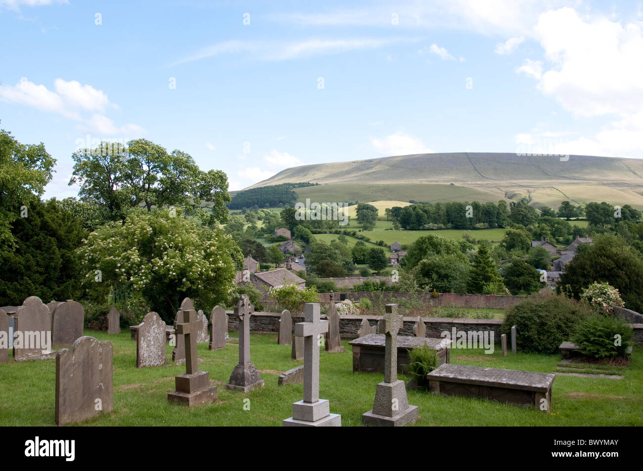 The Church of St Leonard in Downham Pendle Hill area in Lancashire in ...