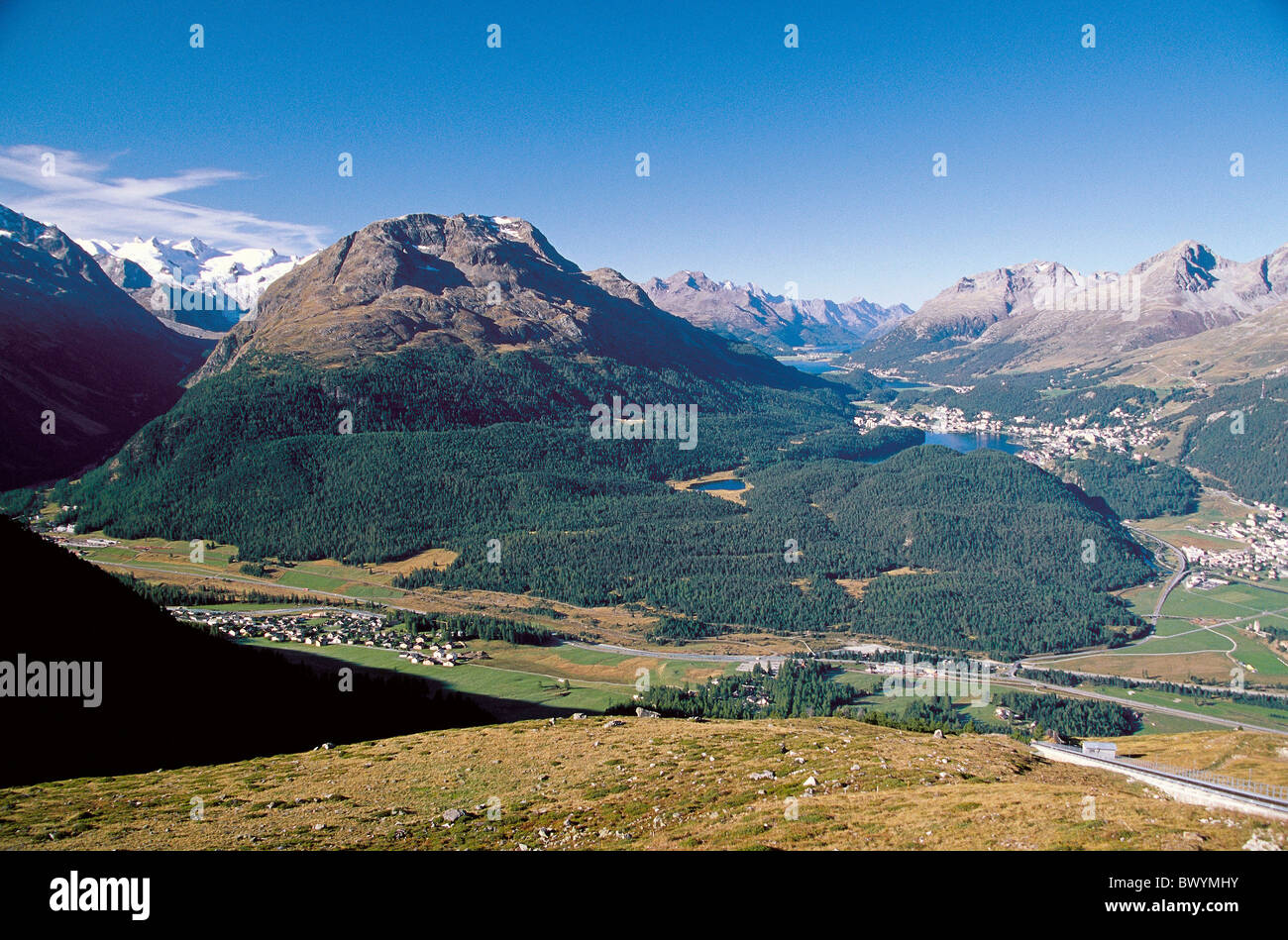 Switzerland Europe Graubunden Grisons Engadine valley lakes Maloja ...
