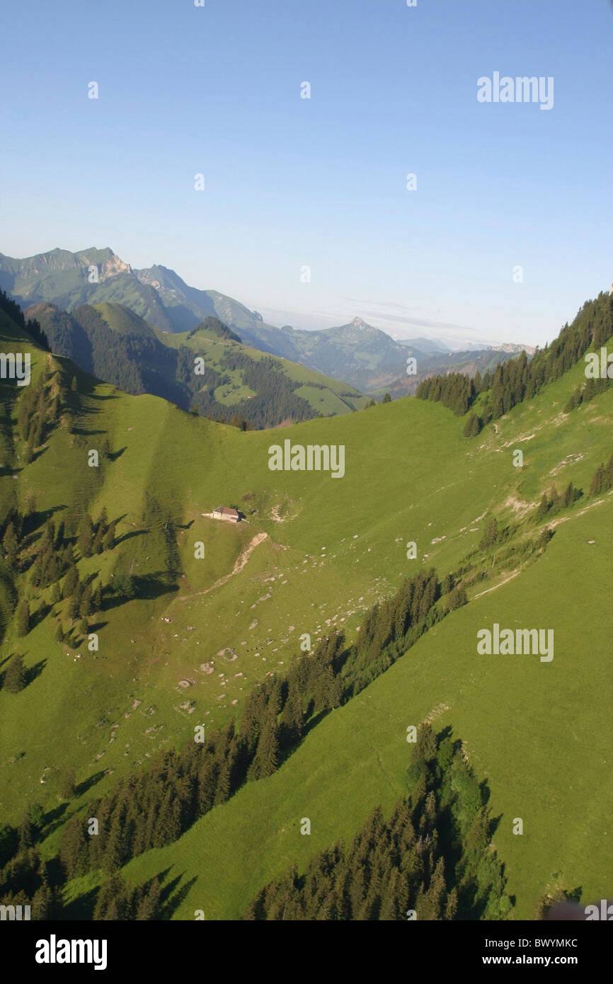 mountains canton Freiburg scenery avalanche protection aerial photo ...