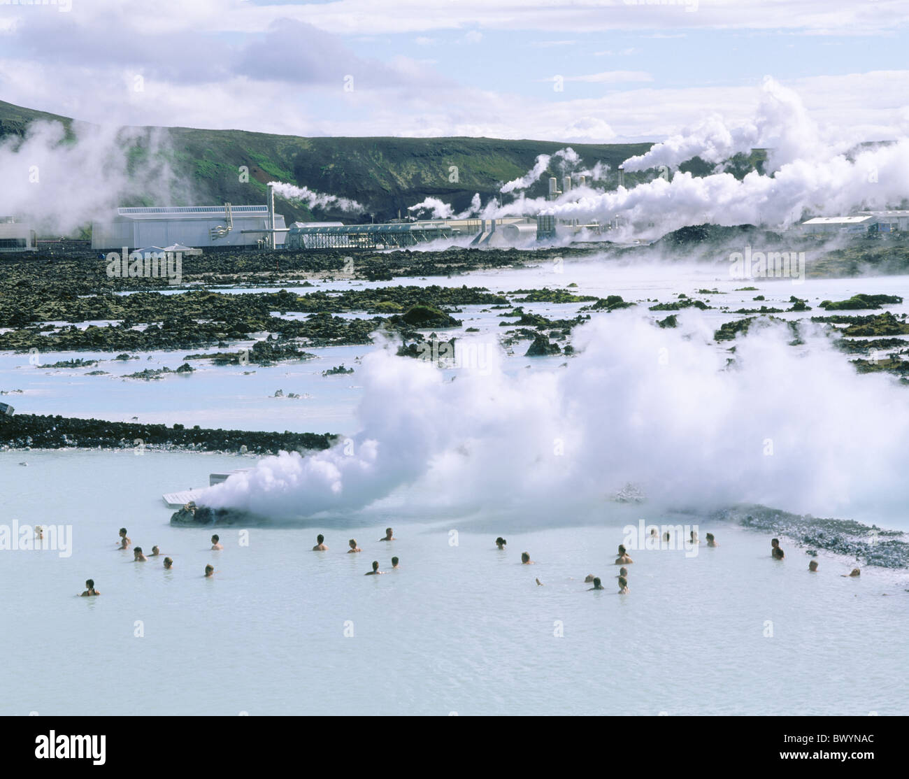 bathing blue lagoon steam vapor geothermal Iceland cure wellness people ...