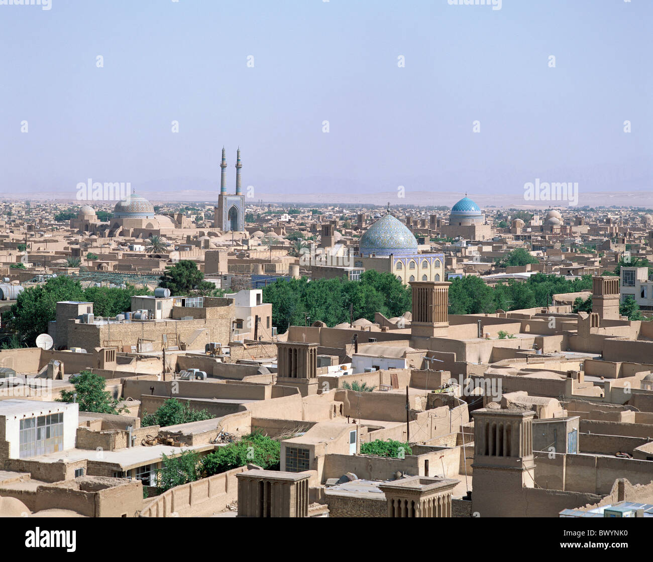 Iran Middle East Masjed e Jame mosques overview Yazd Stock Photo - Alamy