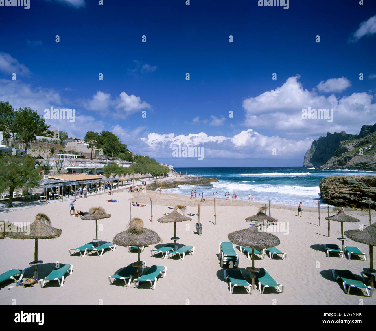 bathing beach bay Cala Molins holidays coast Majorca sea screens Spain ...