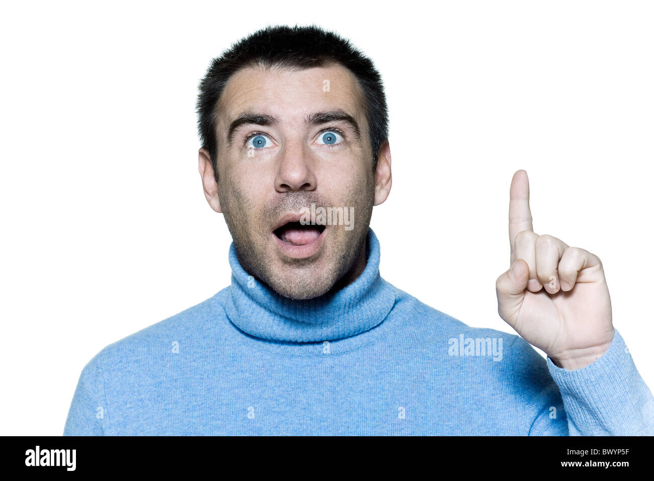 expressive portrait on isolated background of a stubble man pensive ...