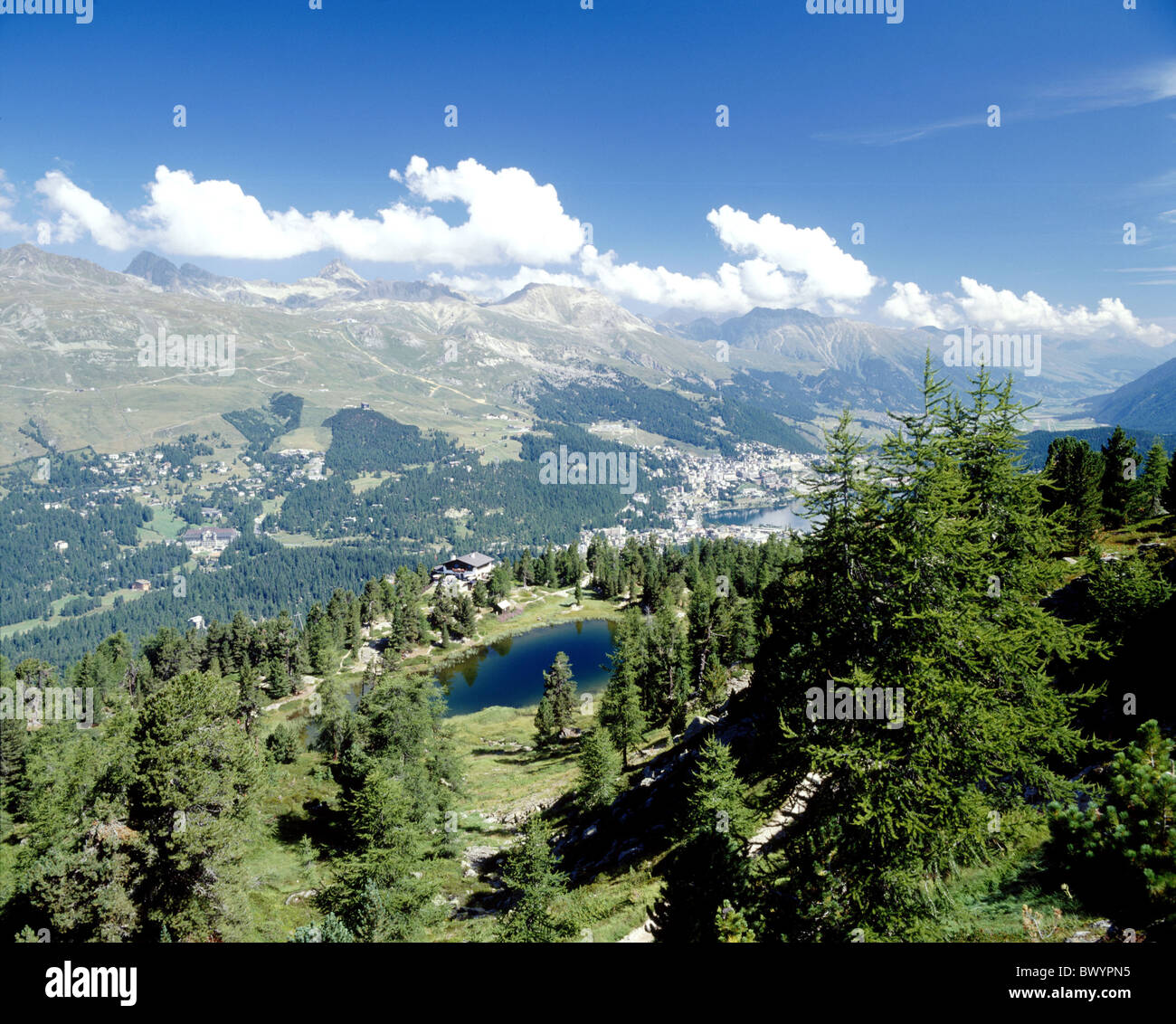 alpine Alps mountains Engadine Hahnensee canton Graubunden Grisons ...