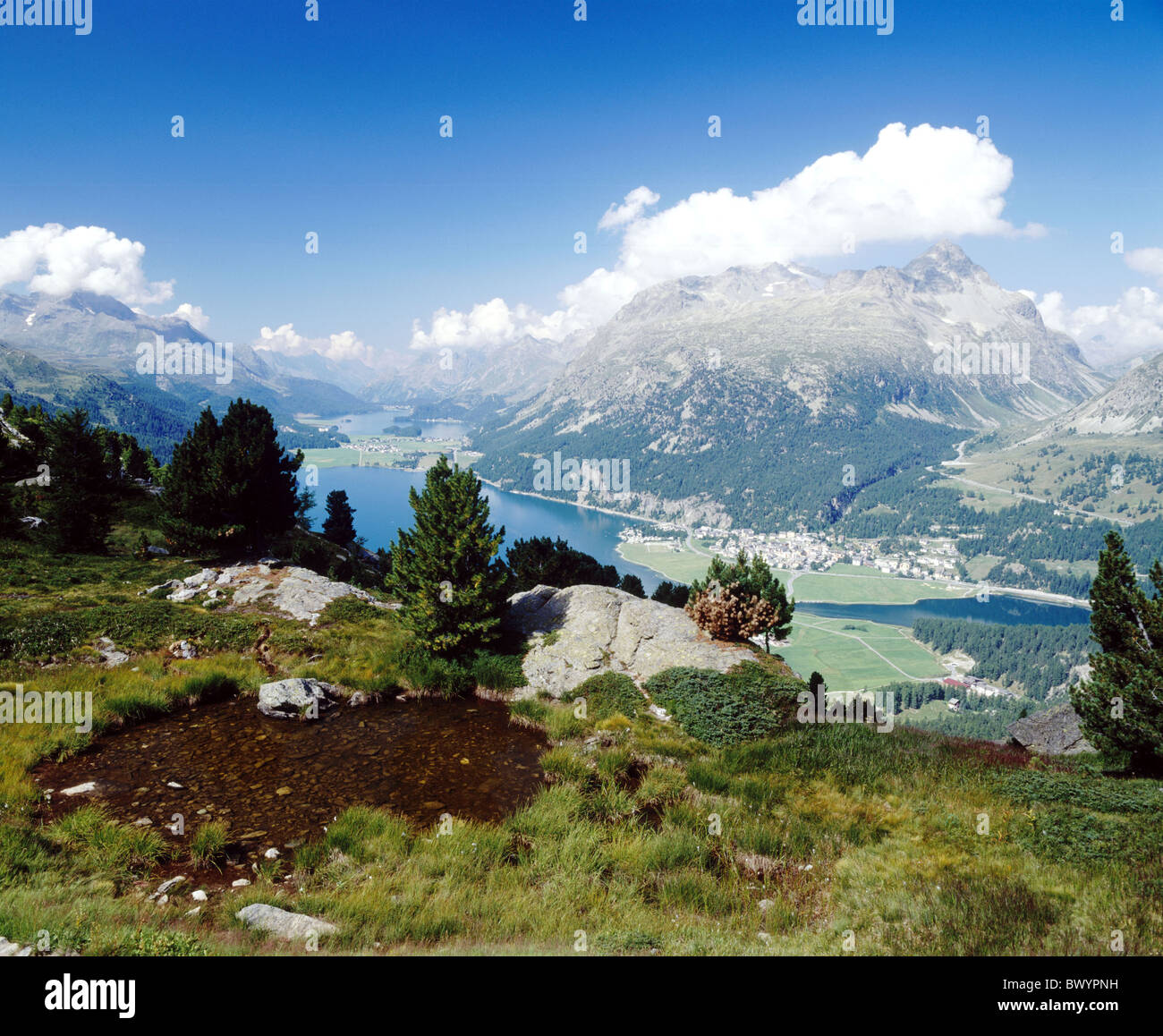 alpine Alps mountains Engadine canton Graubunden Grisons Switzerland ...
