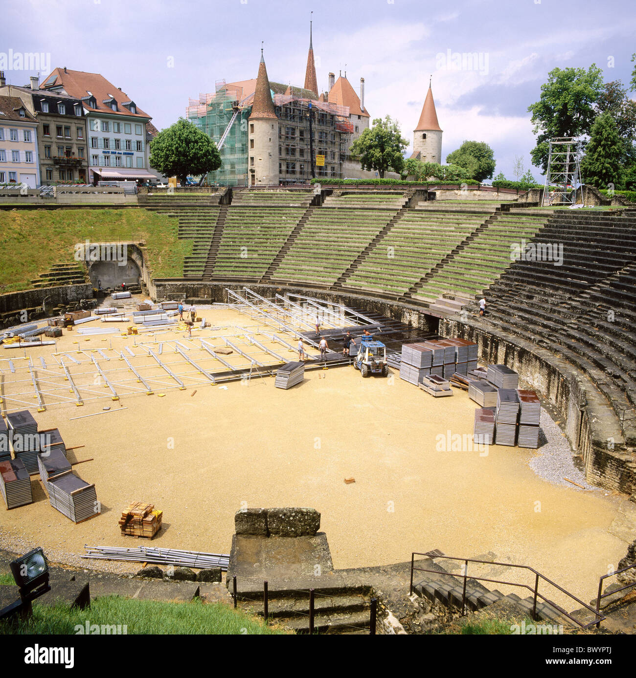 amphitheater worker Avenches stage stage construction for concert opera ...