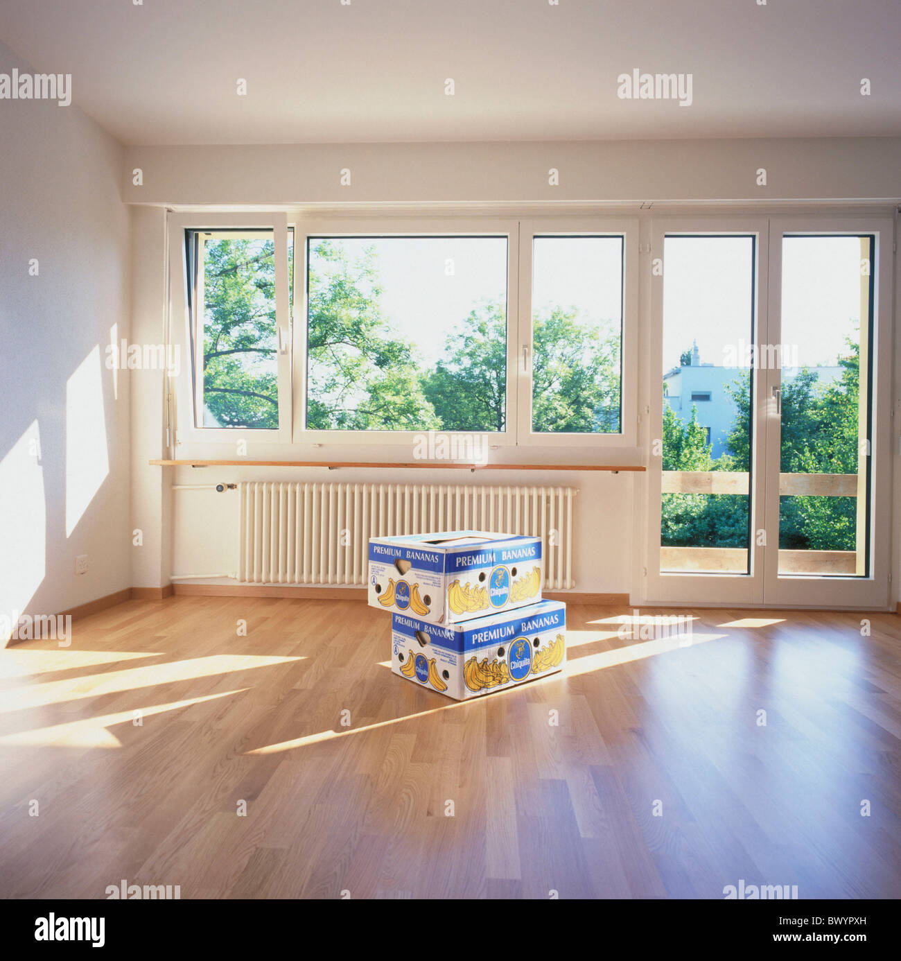 banana boxes boxes empty parquet change apartment reins moving real ...