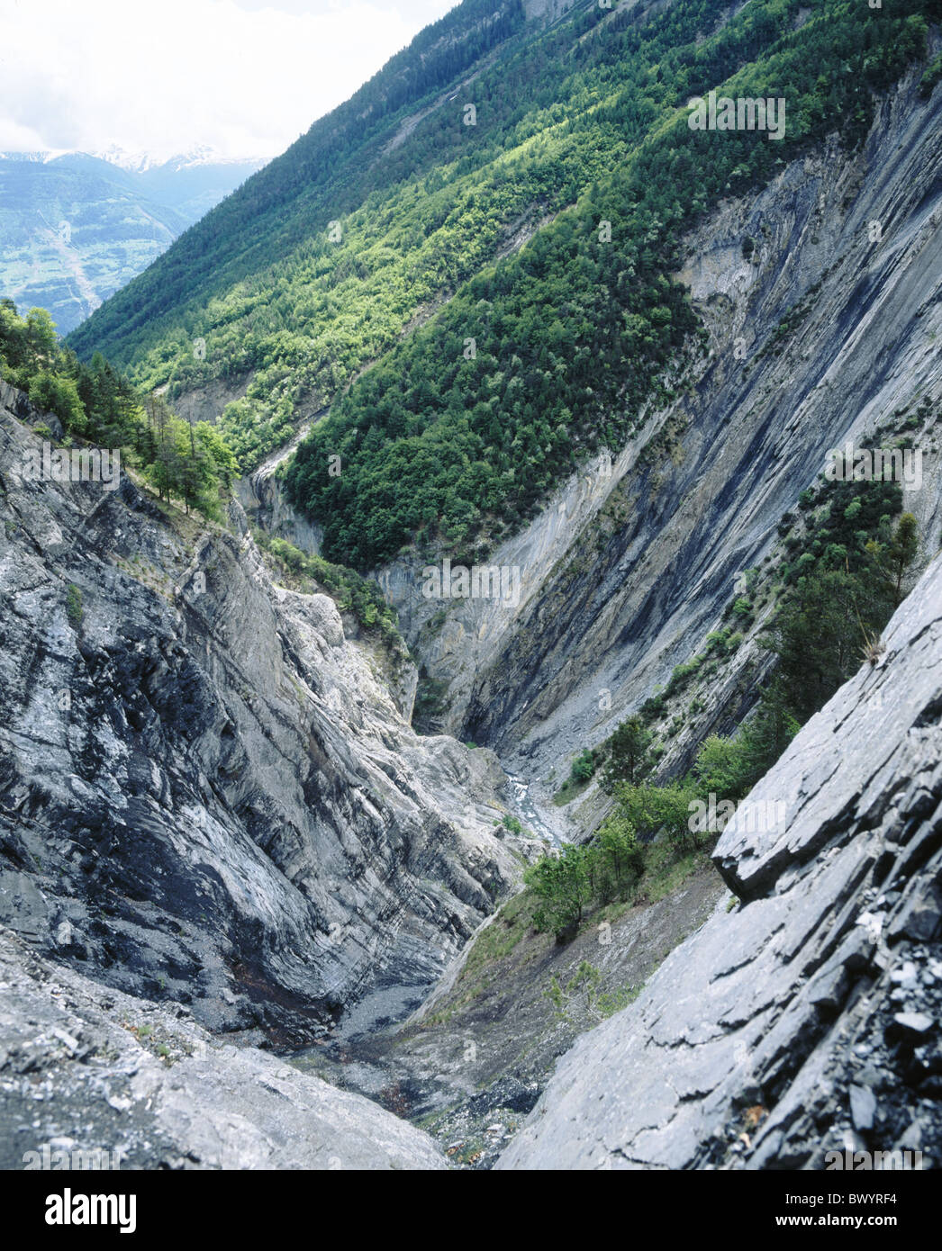 alpine Alps mountains erosion rock cliff geology canton Valais scenery ...