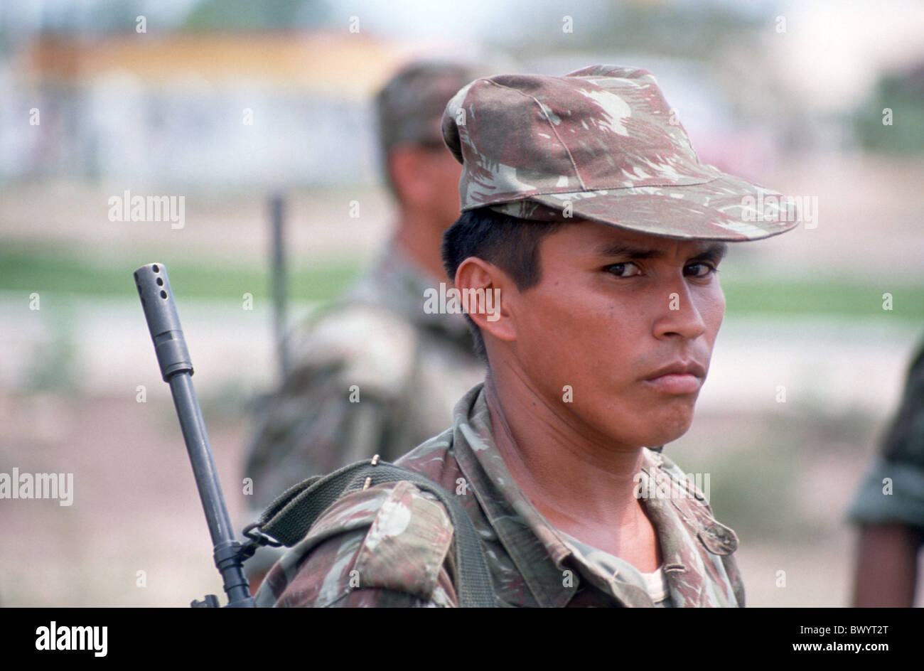 BRAZIL. SOLDIERS BOARDING AIR FORCE PLANE IN THE AMAZON REGION Stock ...